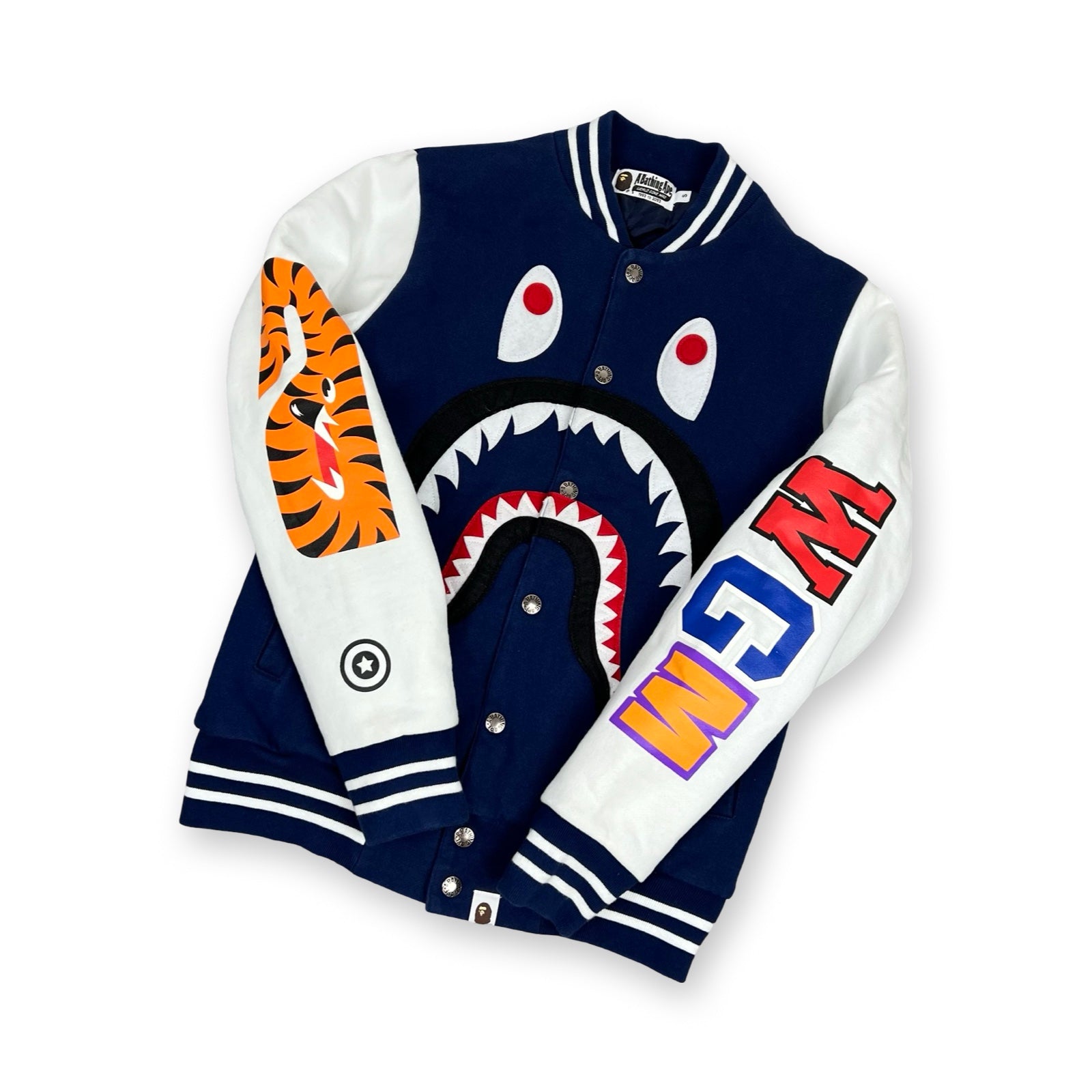 BAPE Shark Varsity Jacket in navy blue – Deadsea London