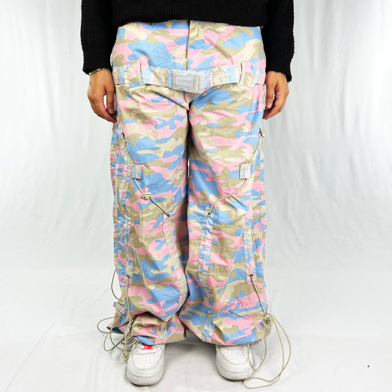 Vintage Criminal Damage Parachute Cargo Trousers in Military Camo ...