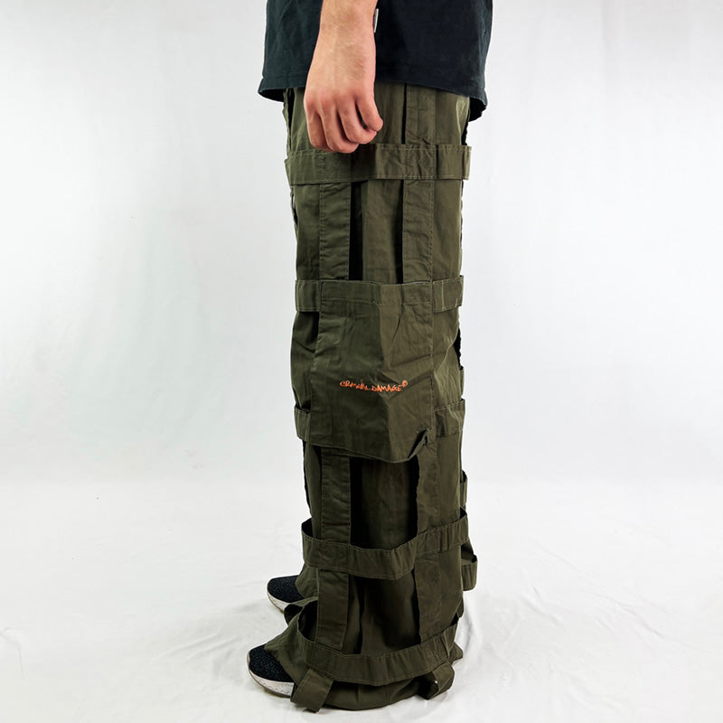 Vintage Criminal Damage Lattice Cargo Trousers in Khaki | High Waisted ...